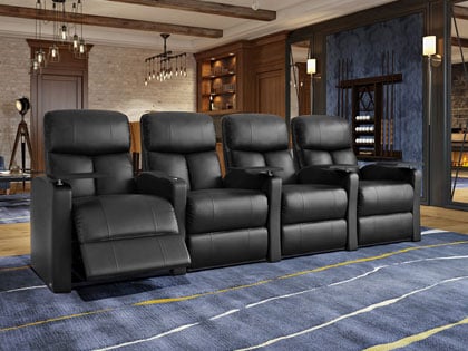 Magnolia Home Theater Seating in Black Top Grain Leather
