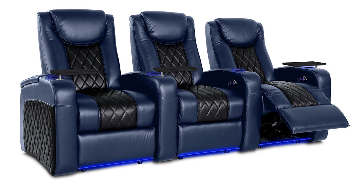 Azure LHR | Black Regatta Blue | Power Recliners with Lumbar Support