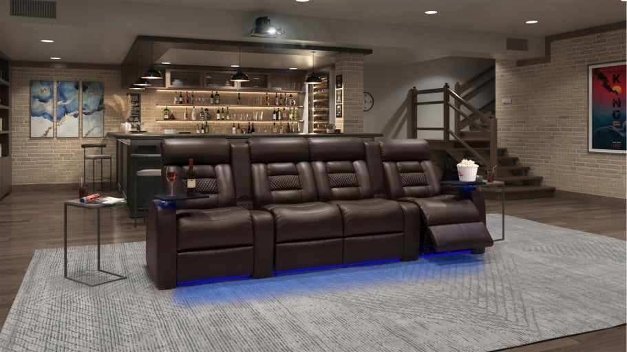 Octane Seating Flex HR with Flip Up Arms Theater Seats in Brown Top ...